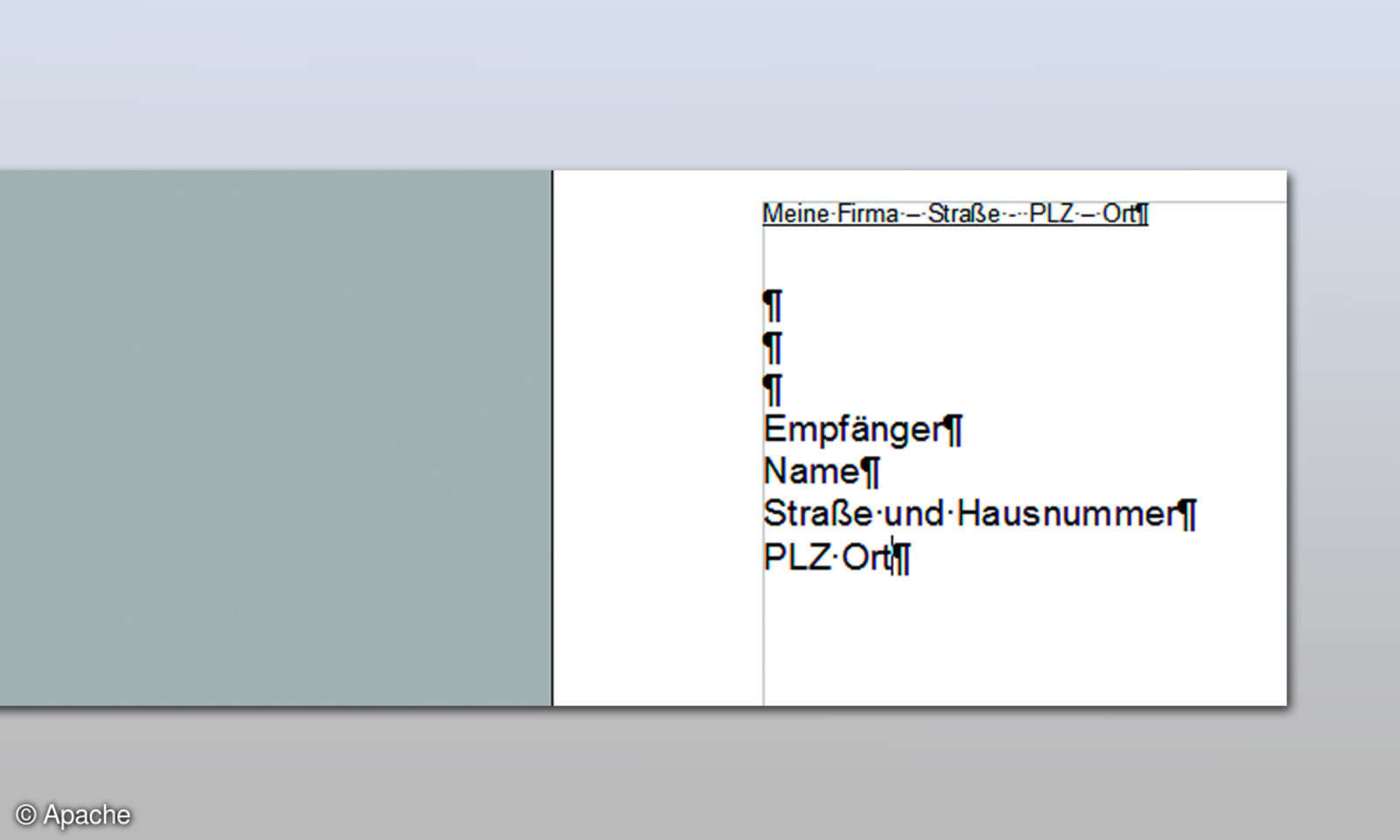 Open-Office-Briefvorlage: Absenderangaben platzieren - connect-living