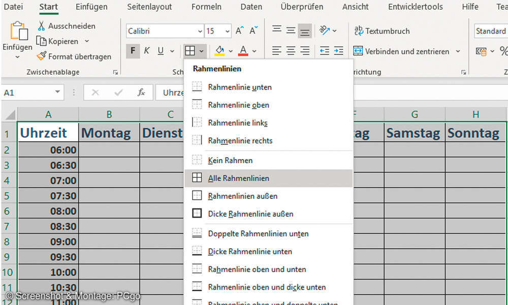 Excel: So erstellen Sie einen Stundenplan - connect-living