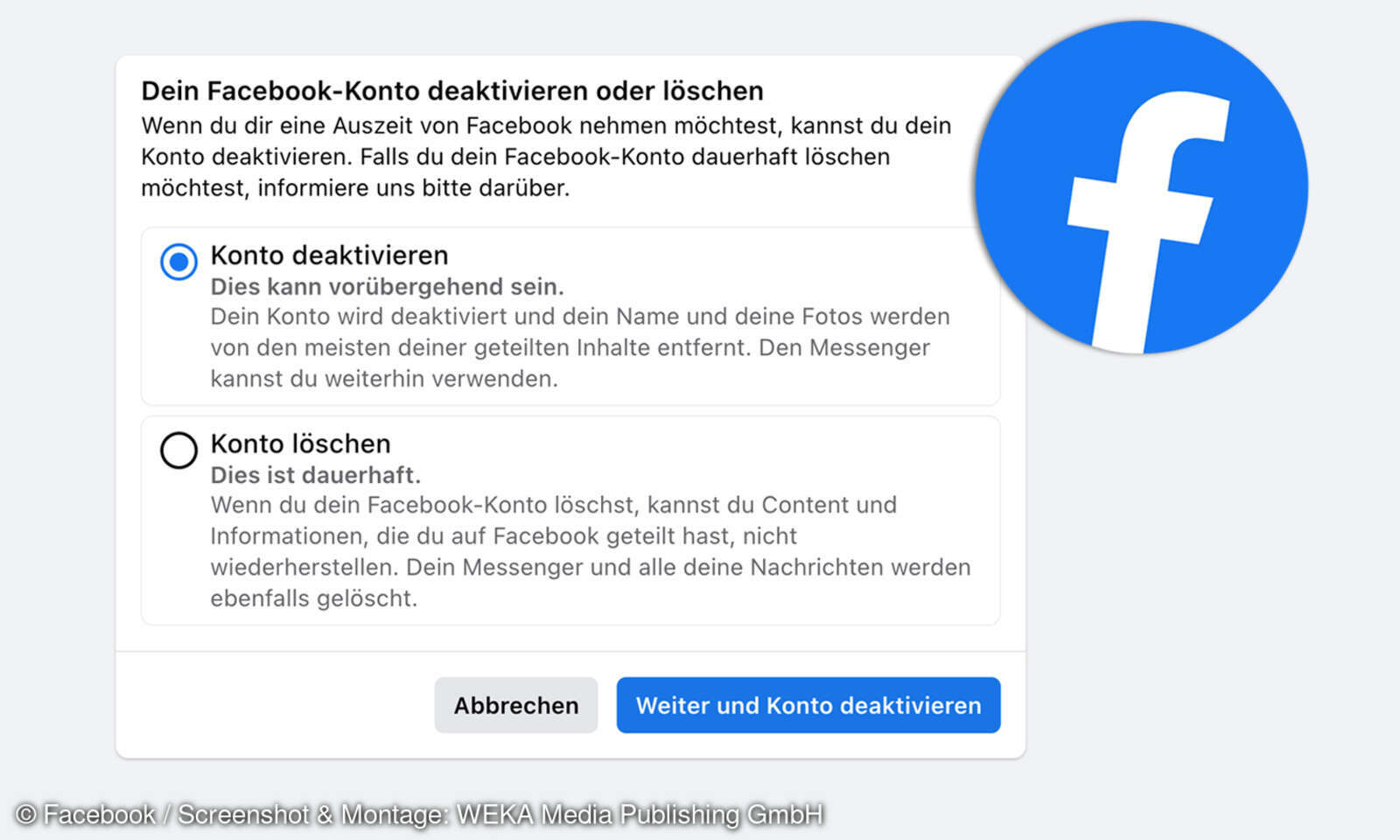 Facebook: Konto deaktiveren oder löschen [Anleitung] - connect-living