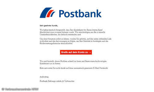 Verbraucherzentrale NRW warnt vor Postbank-Phishing - connect-living