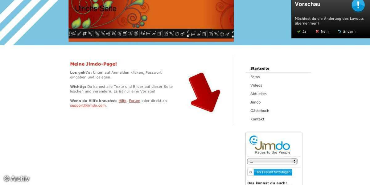 Kostenlose Website mit Jimdo - connect-living